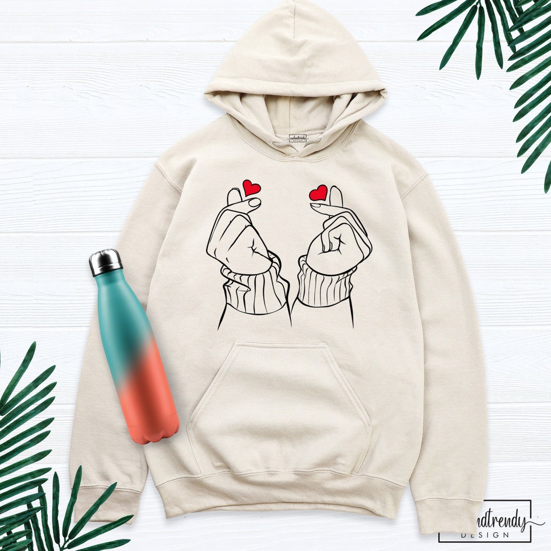 Korean Finger Love Symbol Sweatshirt, Couple Valentines Day Sweatshirt ...