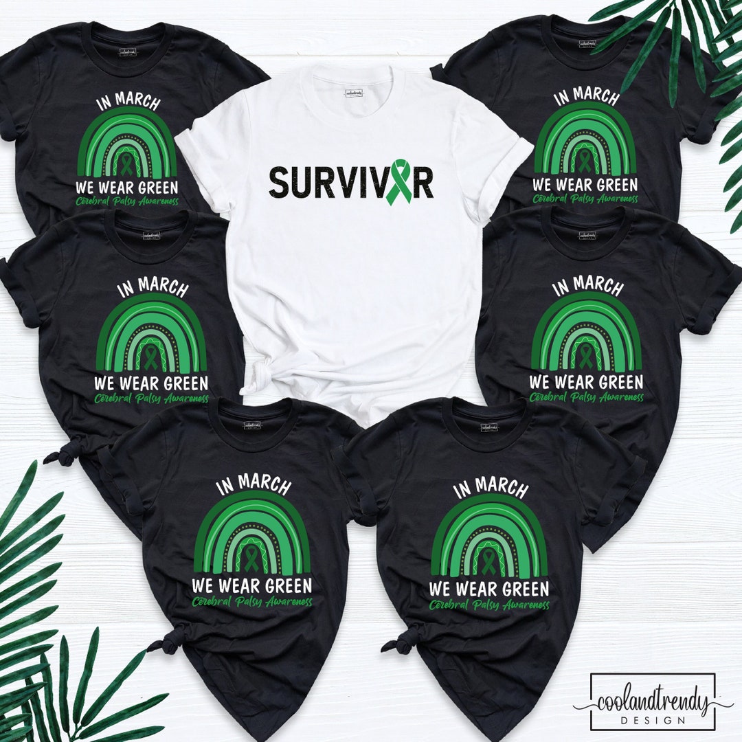 In March We Wear Green Cerebral Palsy Survivor Group Shirt, Green Ribbon Shirt, Cerebral Palsy ...