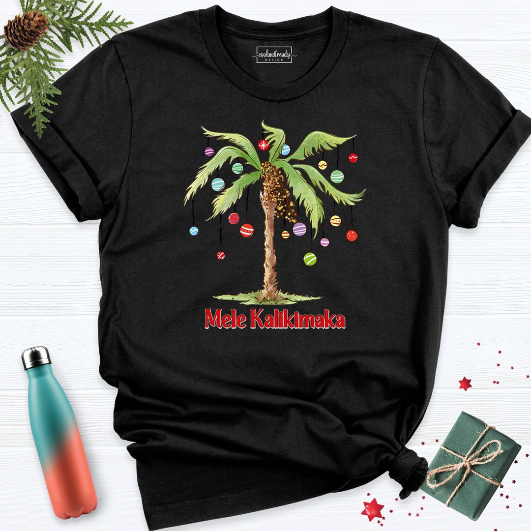 Hawaiian Christmas Mele Kalikimaka Shirt Xmas Palm Tree Tee, Tropical ...