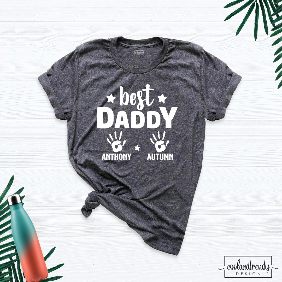 Personalized Dad and Kids Names Hand Prints Tshirt Tee Custom Daddy ...