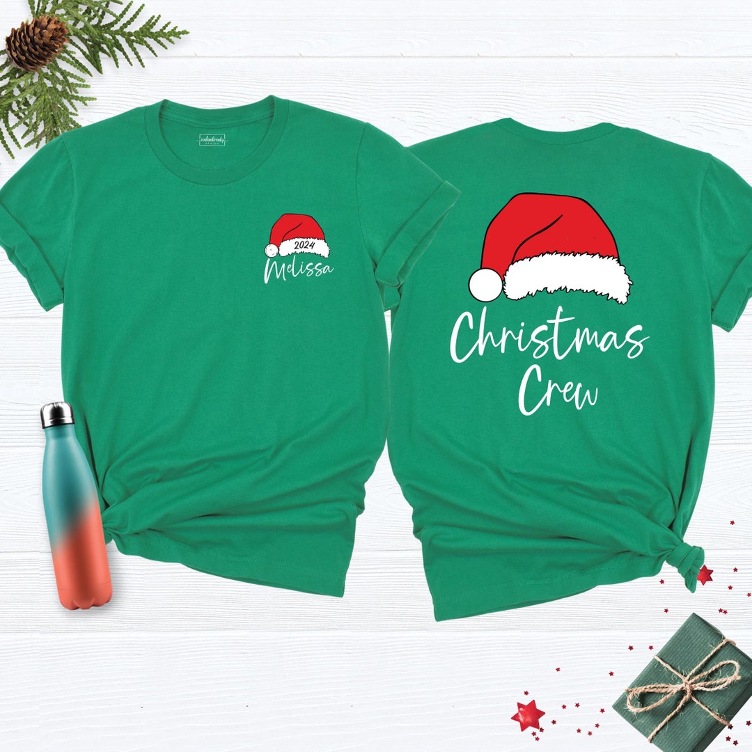 Christmas Crew Shirt, Custom Name Santa Hat Tee, Merry Christmas Party ...
