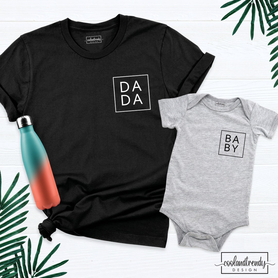 Fathers Day Dada Mini Outfit, Daddy and Me Pocket Shirts, Dada and Baby ...