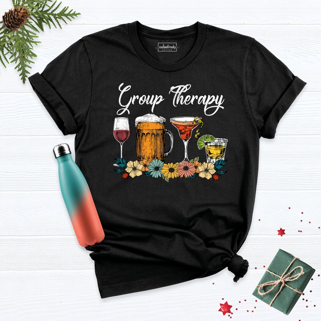 Group Therapy Shirt, Christmas Wine Bling Shirt, Christmas Santa Bling ...