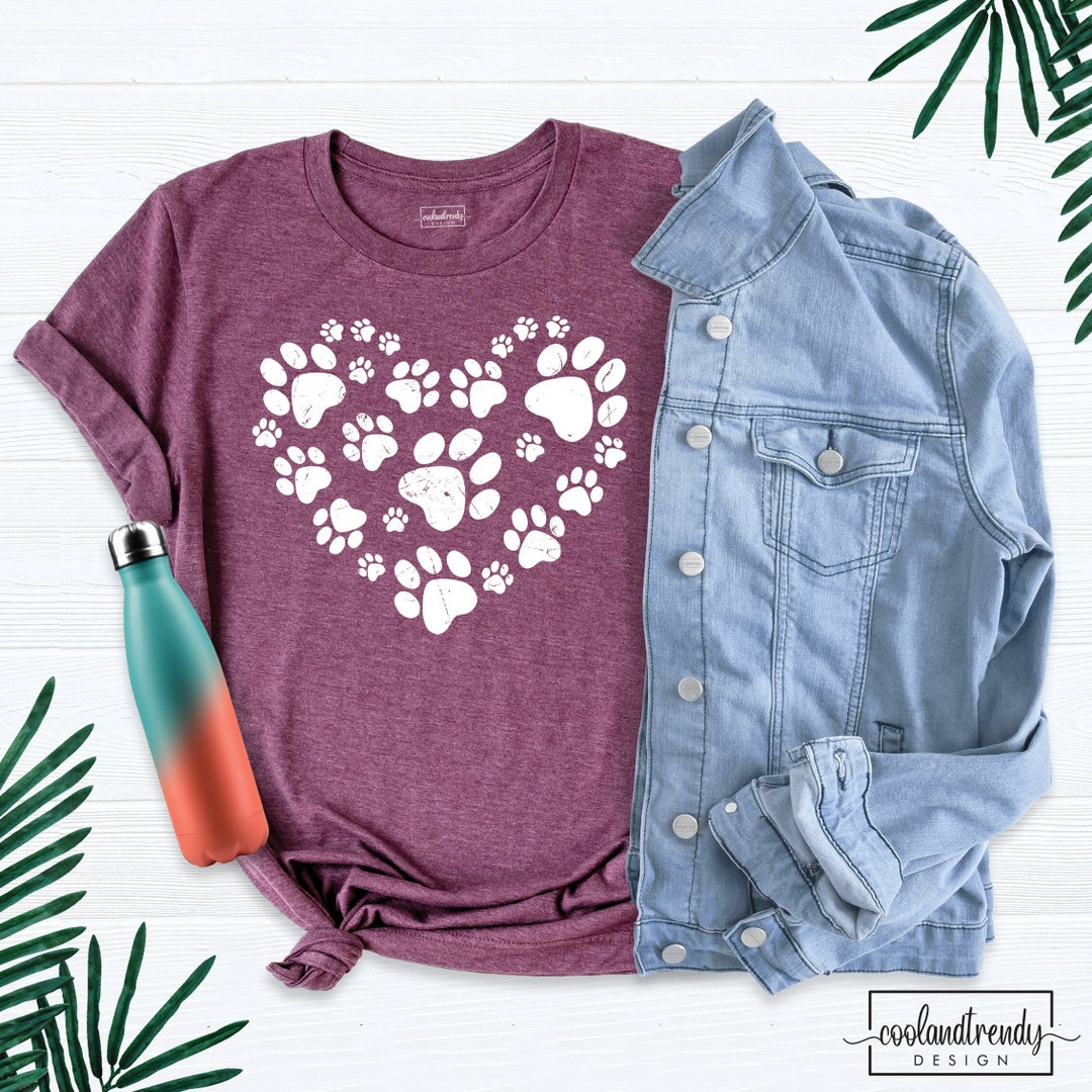 Heart Paw Shirt, Dog Lover Shirt, Dog Paw Shirt, Paw Print Shirt ...