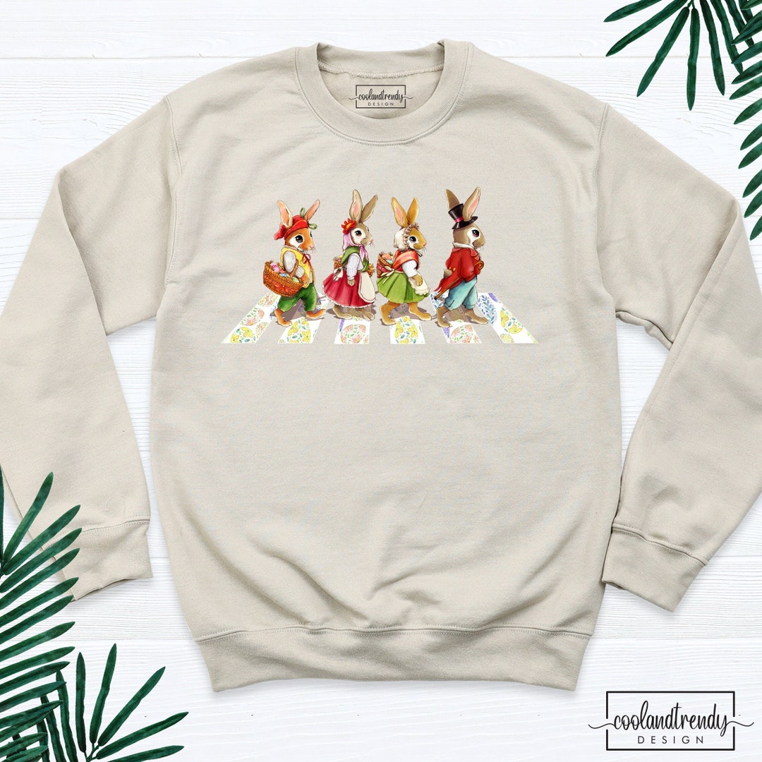 Rabbit and Friends on the Crosswalk Sweatshirt, Rabbit Lover Sweatshirt ...