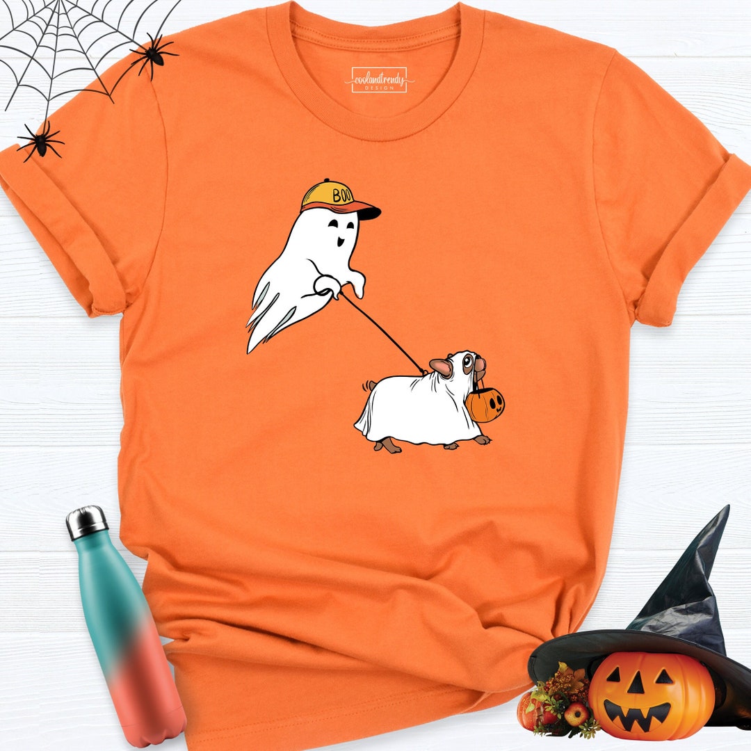 Walking Ghost Dog Shirt, Halloween Ghost and Dog Pumpkin Shirt ...
