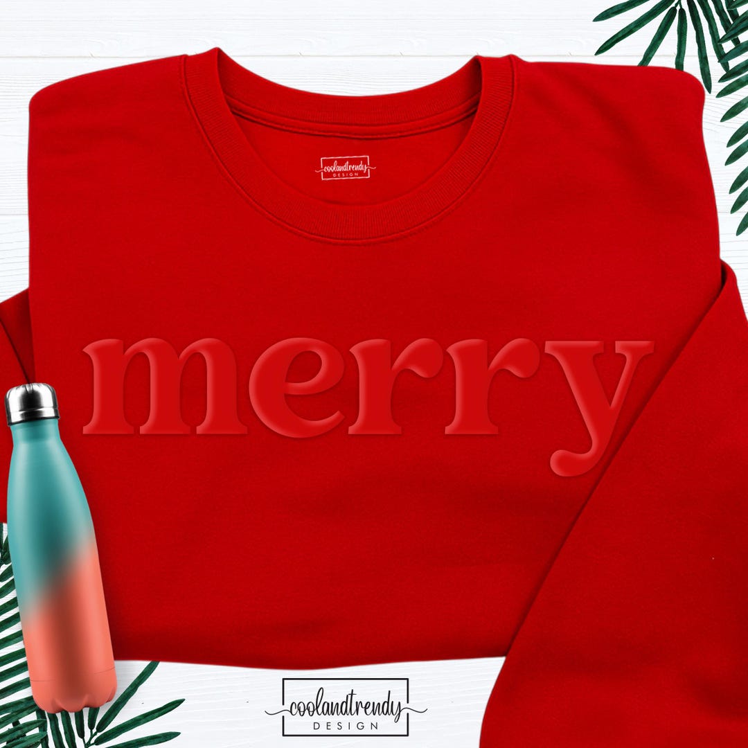 Embossed Merry Sweatshirt Puff Print Christmas Sweater Custom 3D ...