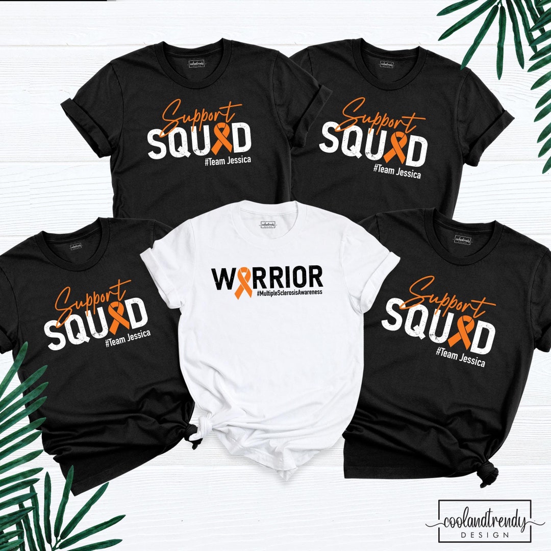 Multiple Sclerosis MS Support Squad Shirt Tee, Custom Orange Ribbon ...