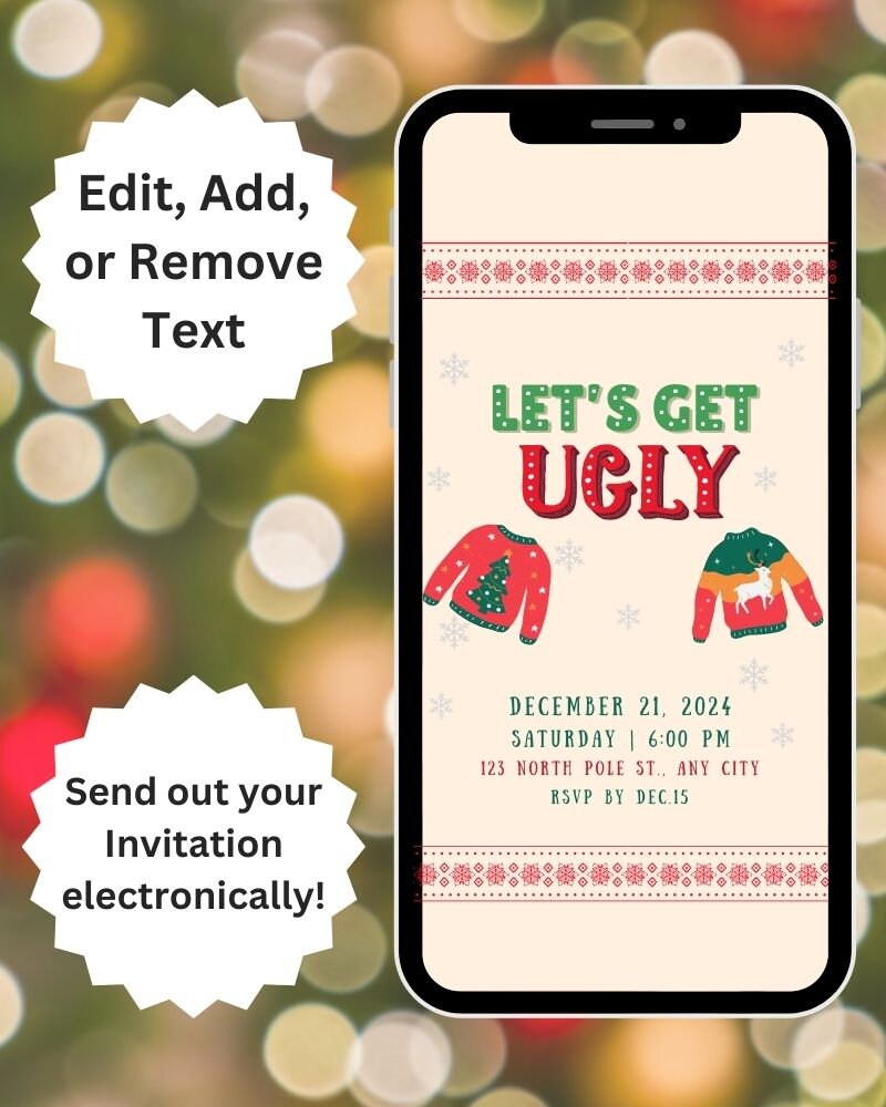 Christmas Party Editable Invitation, Electronic Invite, Digital ...