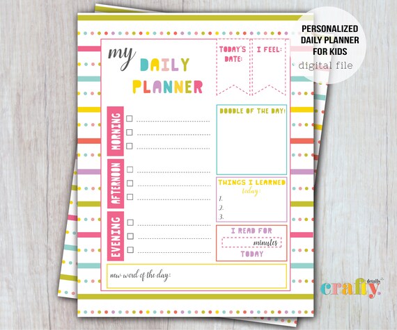 Kids Daily Planner Kids Daily Calendar Daily Routine Day at | Etsy