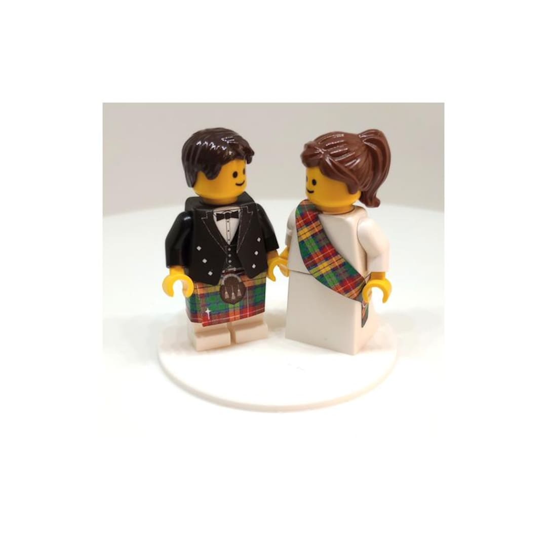 Scotfig® Bride & Groom Cake Topper With Your Family Tartan(s) on LEGO ...