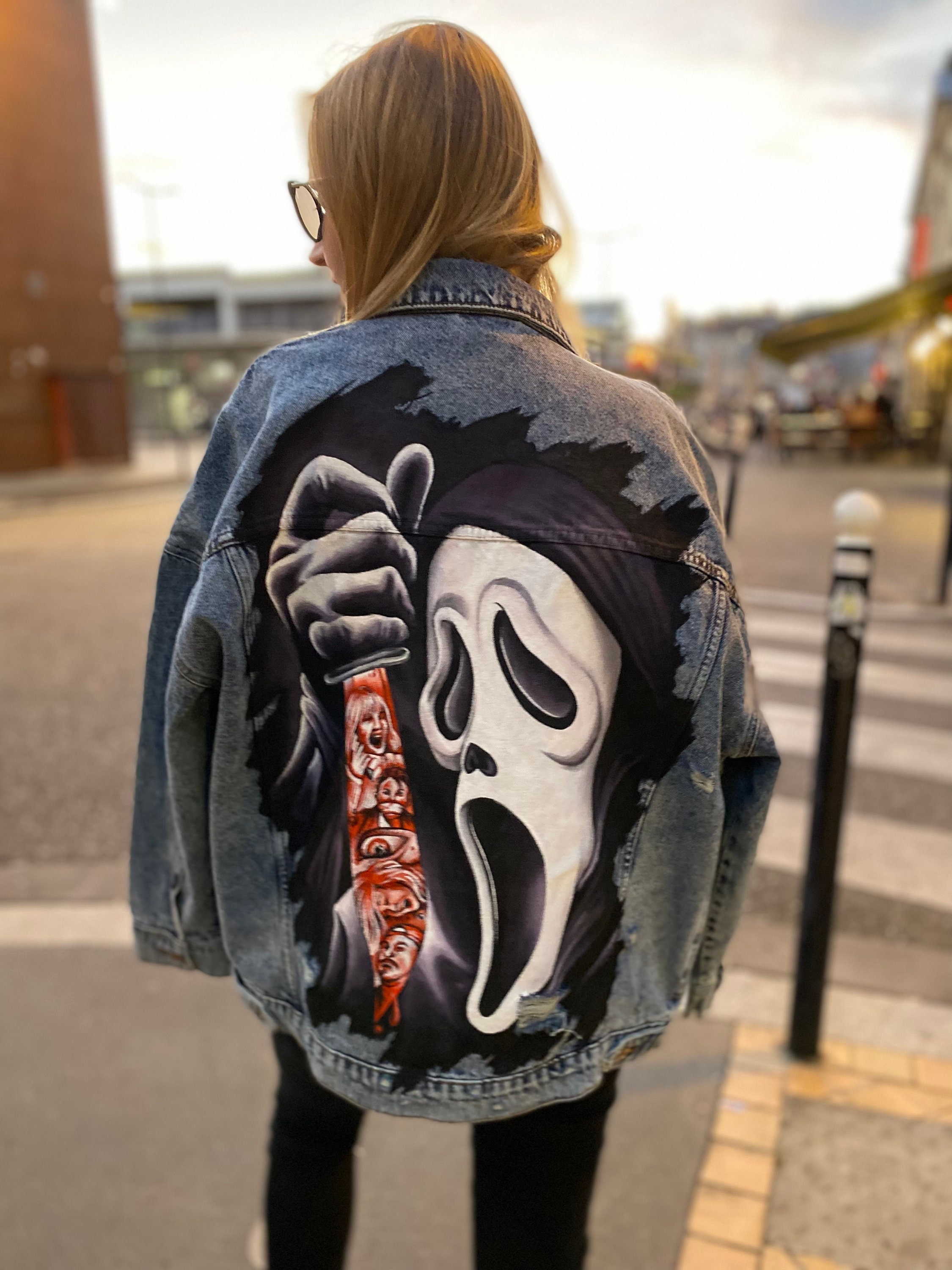 Handpainted Custom Jacket Ghostface Scream STAB / Custom Jacket Scream ...