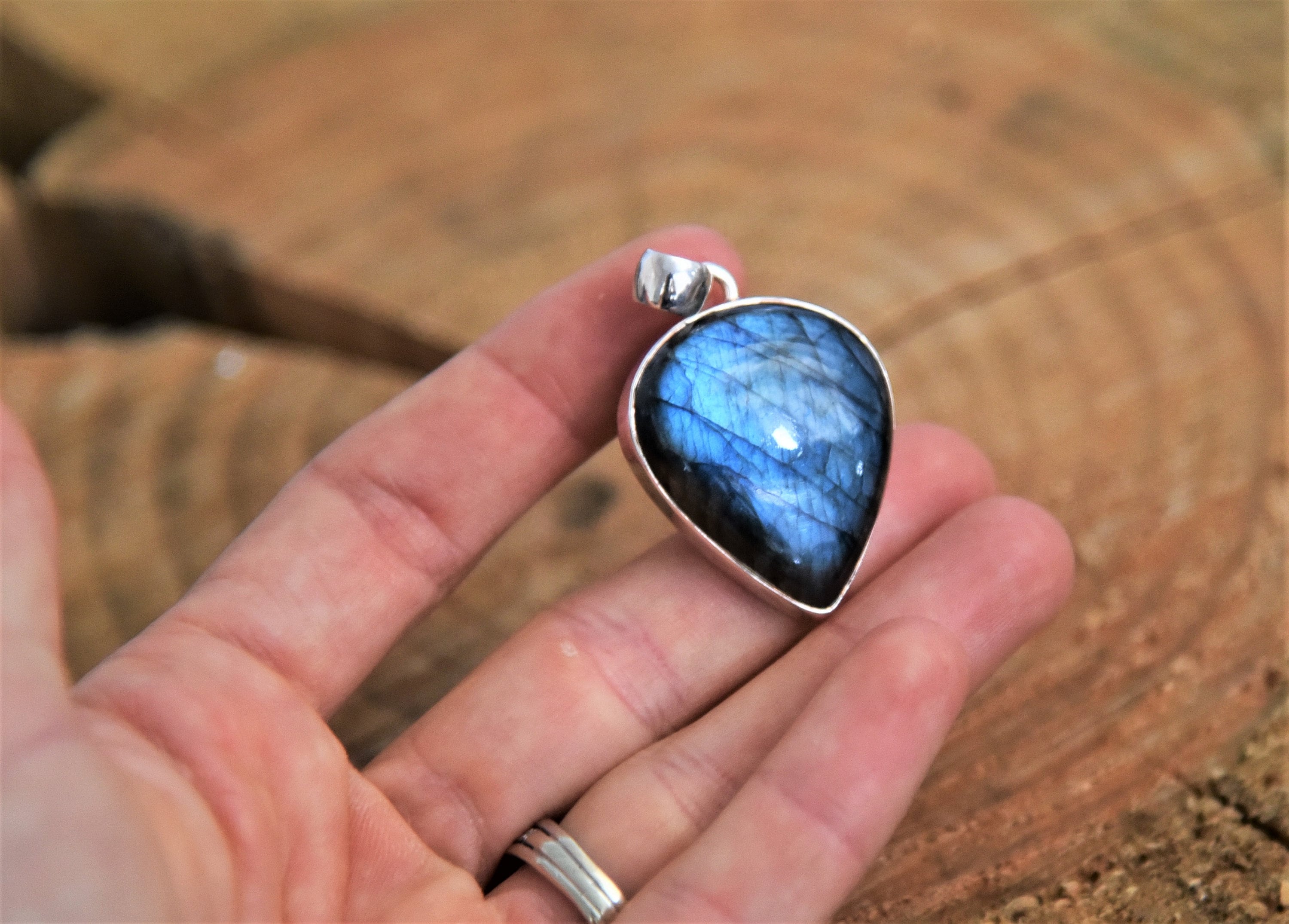 Sterling Silver Labradorite Pendant | Etsy