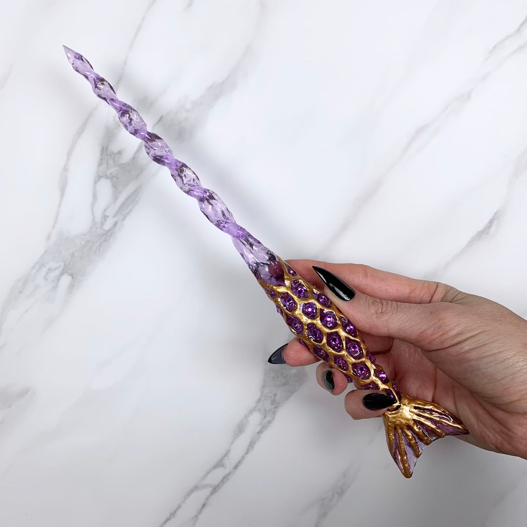 Purple With Gold Paint, and Jewels, Mertail Design, Handmade Magic Wand ...