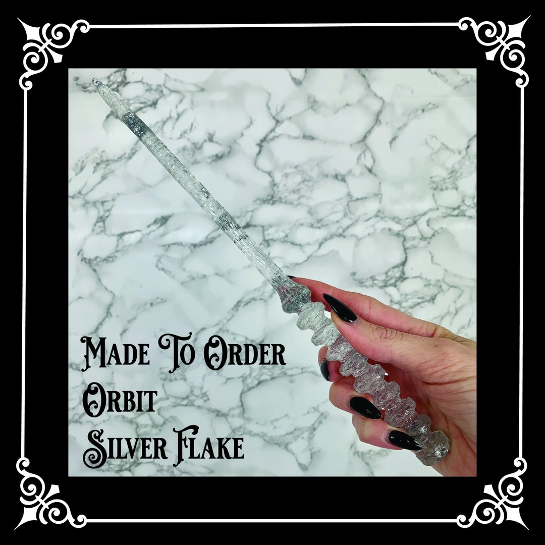 MADE TO ORDER: Silver Flake, Orbit, Handmade Magic Wand - Etsy