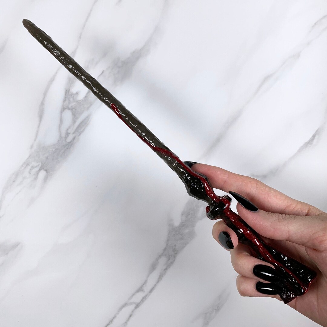 Vampire, Black & Red Glitter, Flora Design, Handmade Magic Wand - Etsy