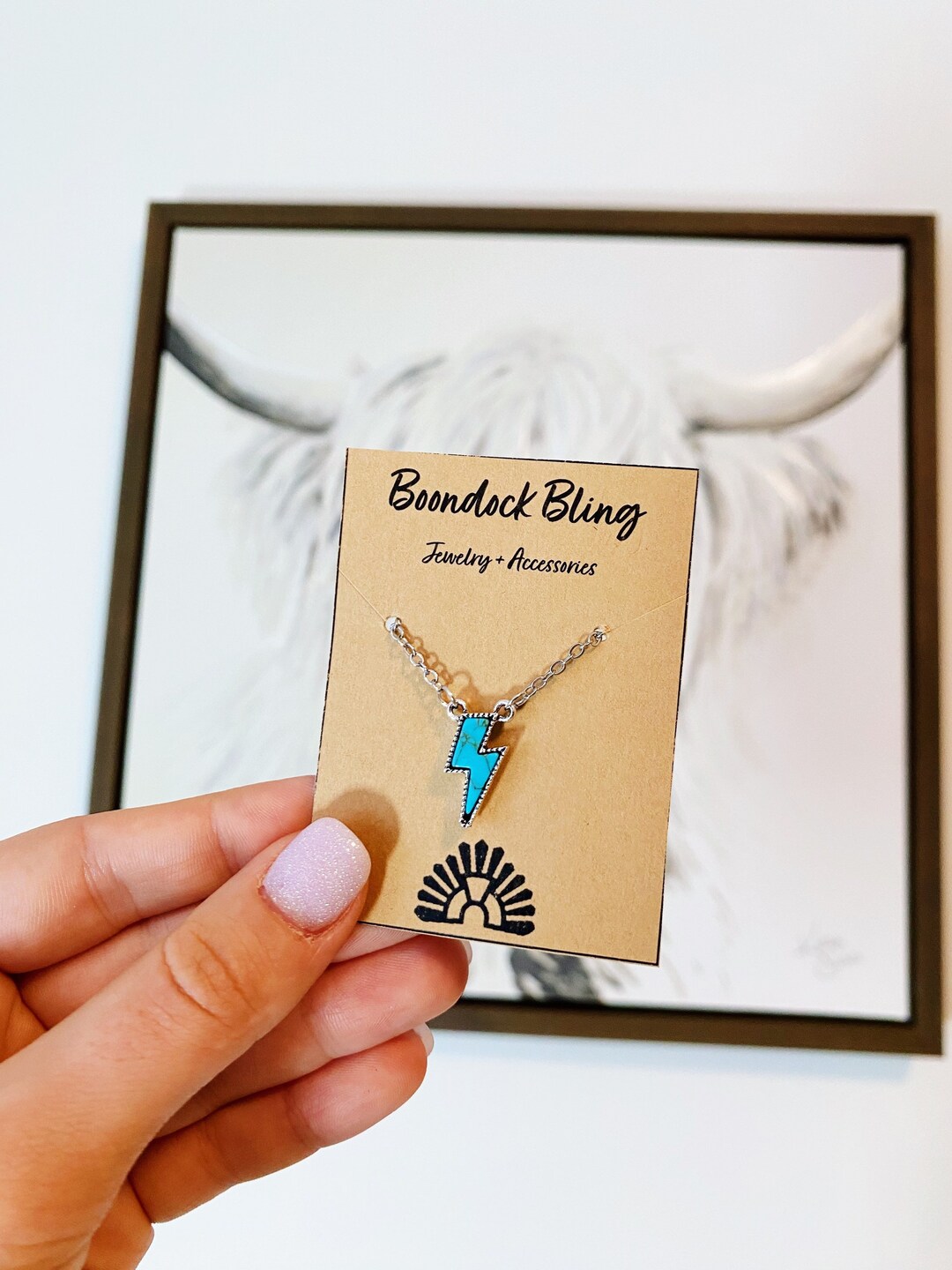 Turquoise Lightning Bolt Necklace Western Jewelry, Southwestern Aztec ...