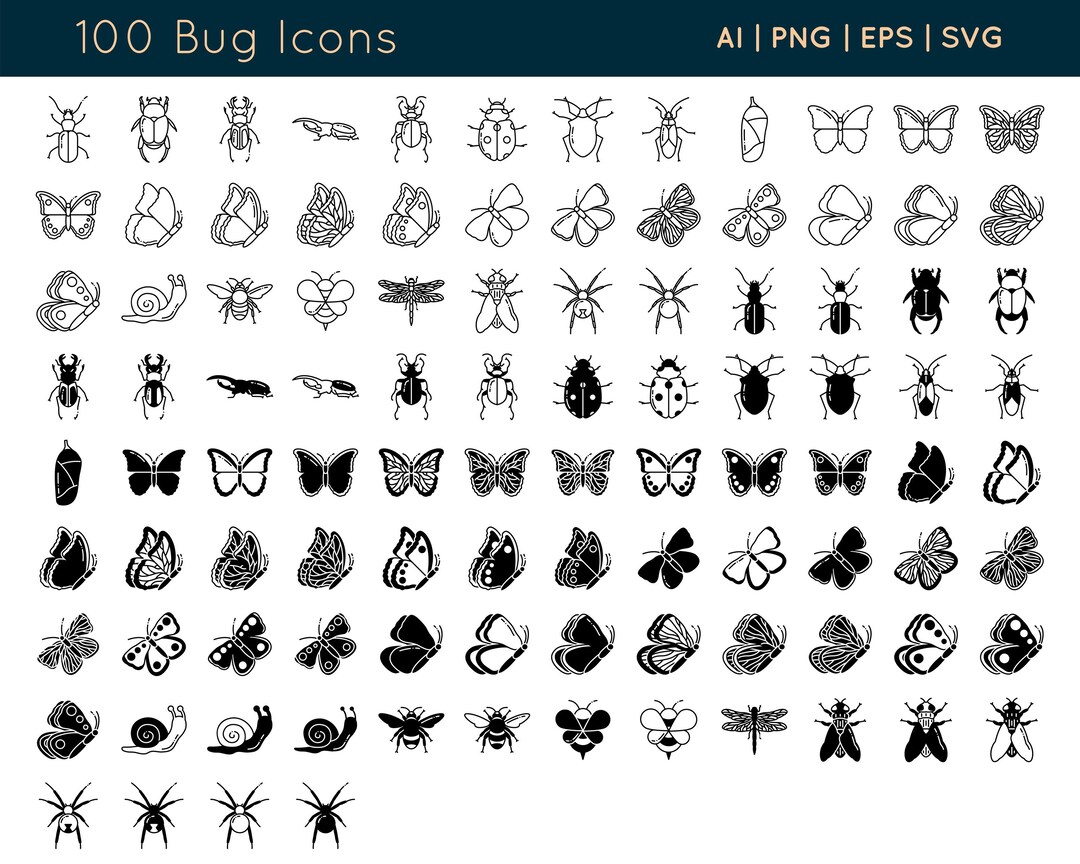 Bug Icons | Digital Download | for Design and Web | Ai Eps Png and Svg ...