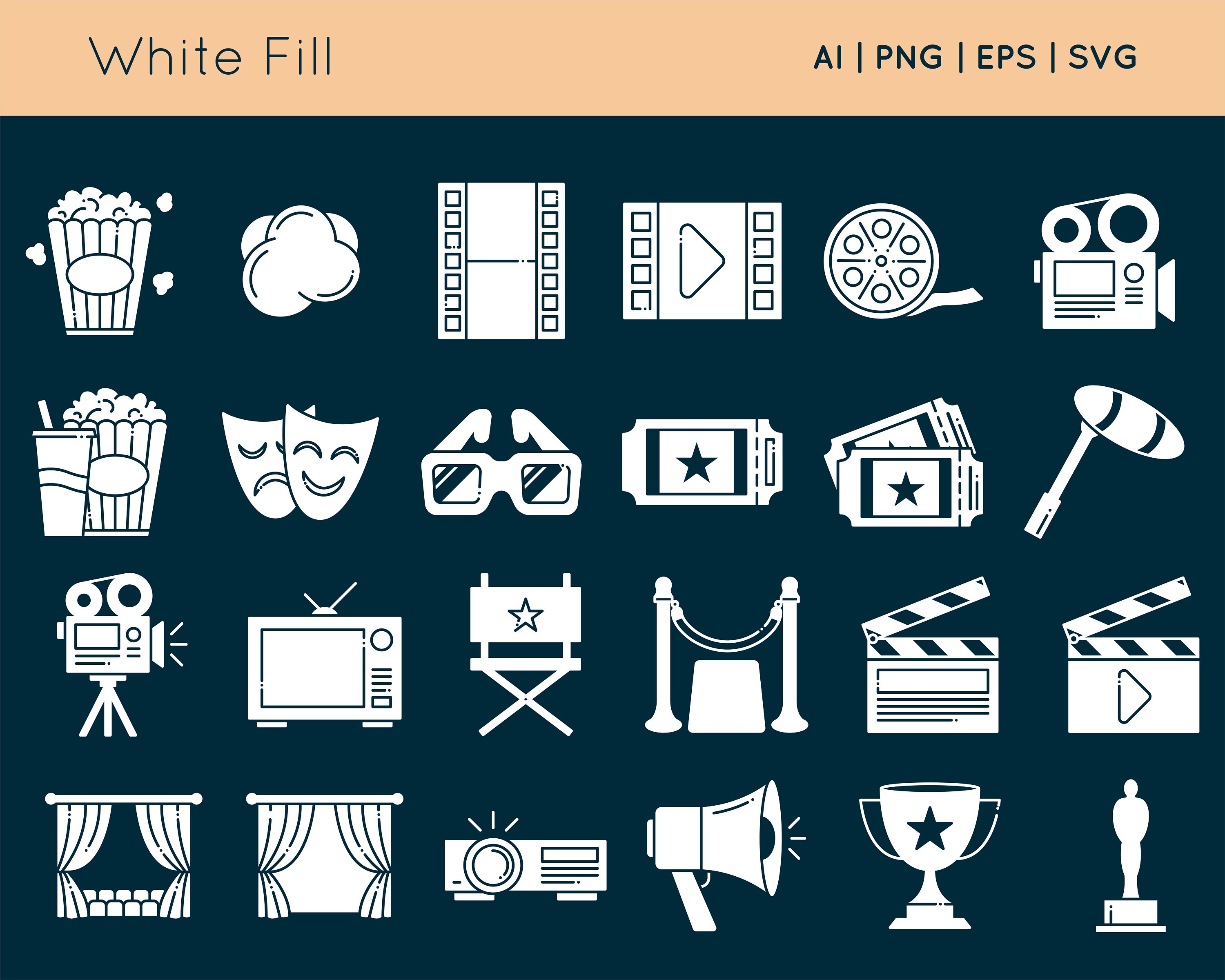 Movie Icons Digital Download for Design and Web Ai Eps Png and Svg ...