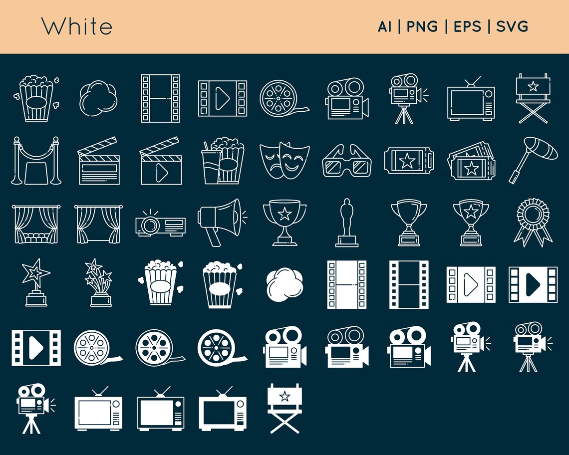 Movie Icons | Digital Download | for Design and Web | Ai Eps Png and ...
