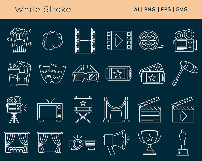 Movie Icons Digital Download for Design and Web Ai Eps - Etsy