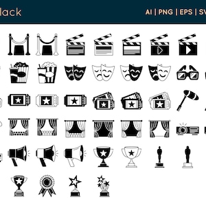 Movie Icons | Digital Download | for Design and Web | Ai Eps Png and ...