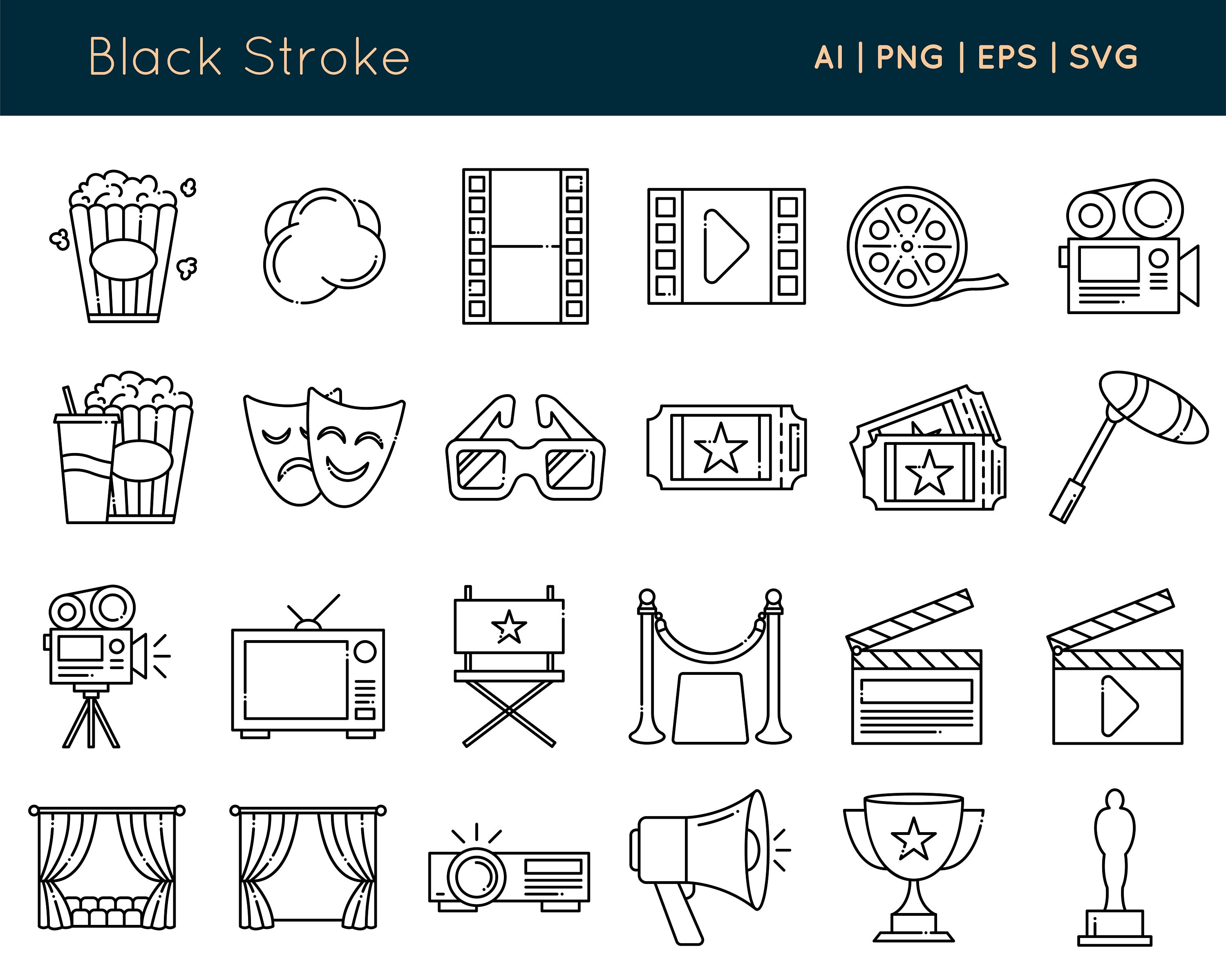 Movie Icons Digital Download for Design and Web Ai Eps Png and Svg ...