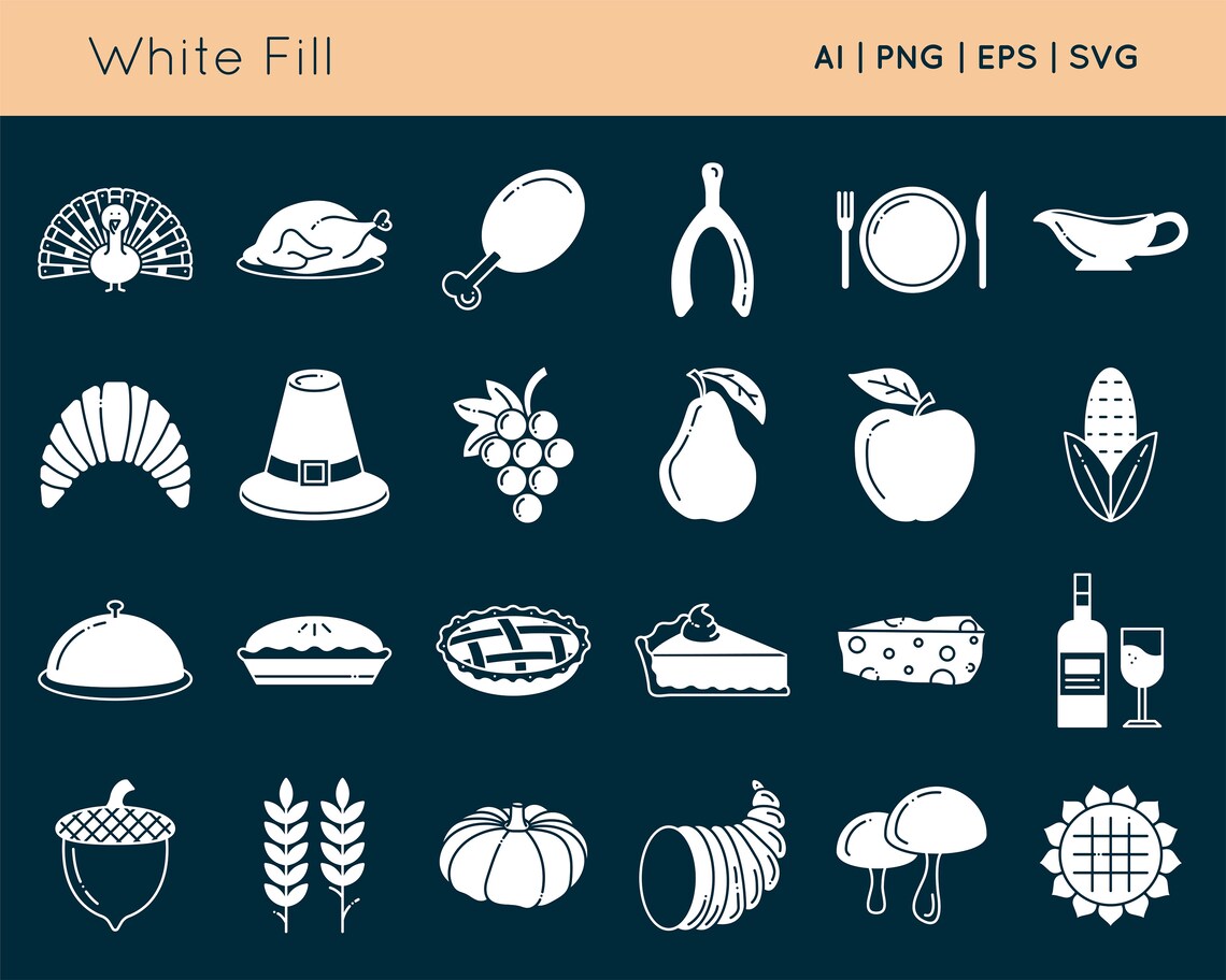Thanksgiving Icons Digital Download for Design and Web Ai Eps Png and ...