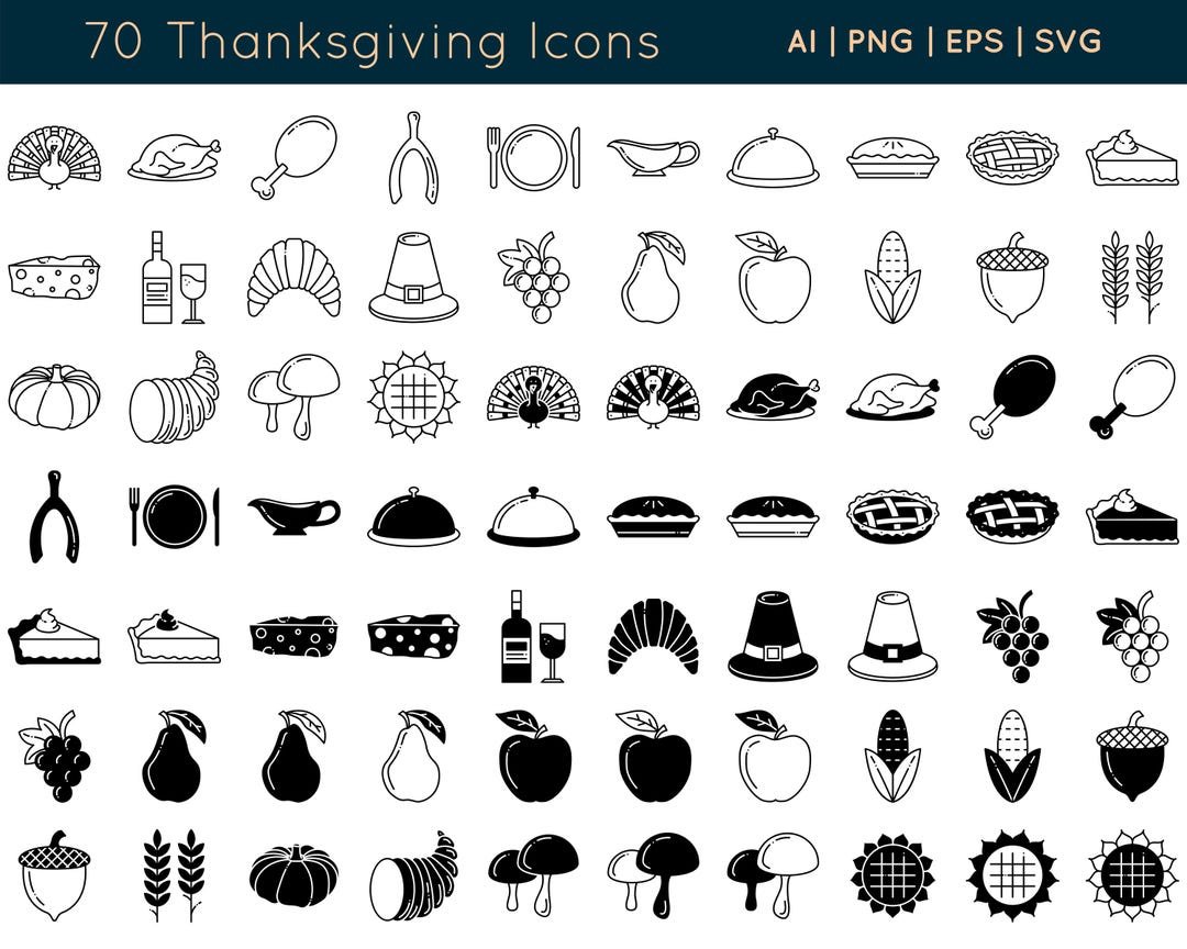 Thanksgiving Icons | Digital Download | for Design and Web | Ai Eps Png ...