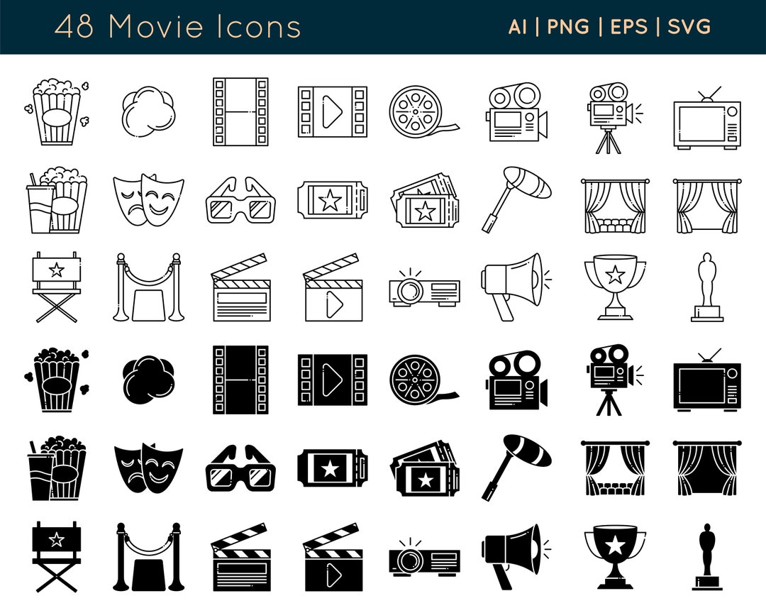Movie Icons Digital Download for Design and Web Ai Eps Png and Svg ...