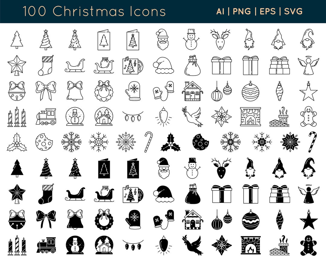 Christmas Icons Digital Download for Design and Web Ai Eps Png and Svg ...