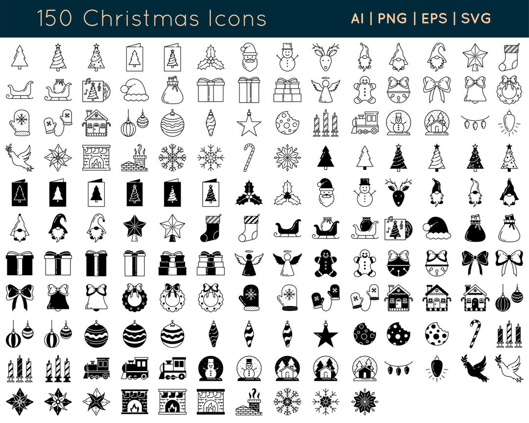 Christmas Icons | Digital Download | for Design and Web | Ai Eps Png ...