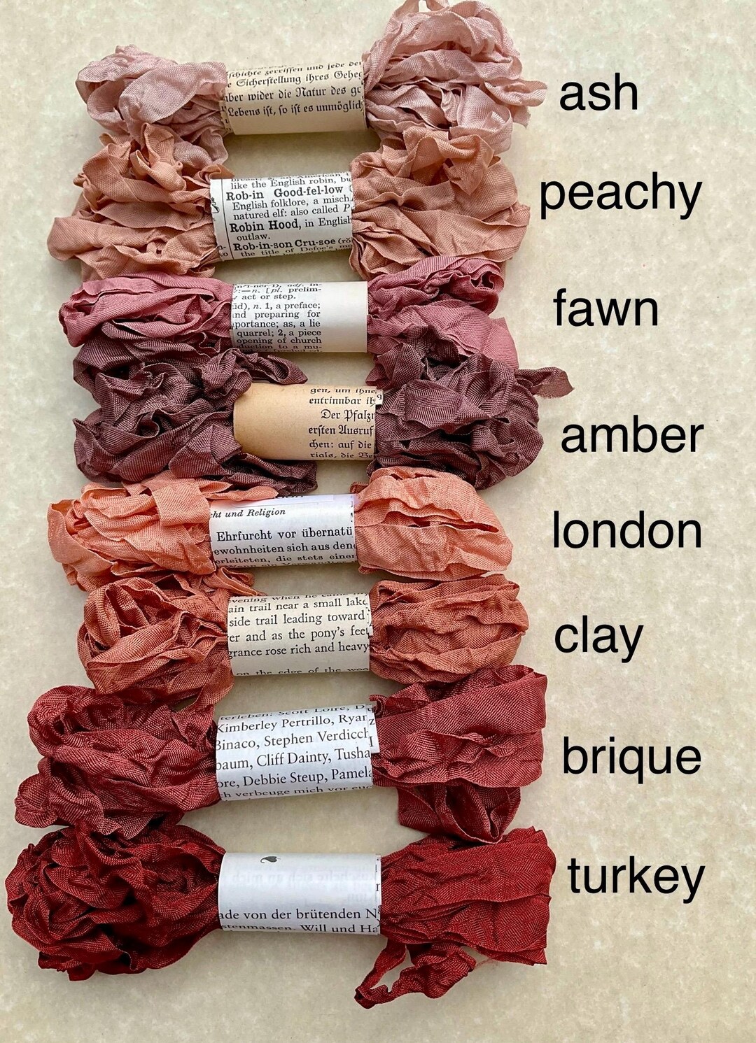 ASST CLAY - Rayon Crinkle Ribbon Binding - Shades of CLAY - 5 Yards ...