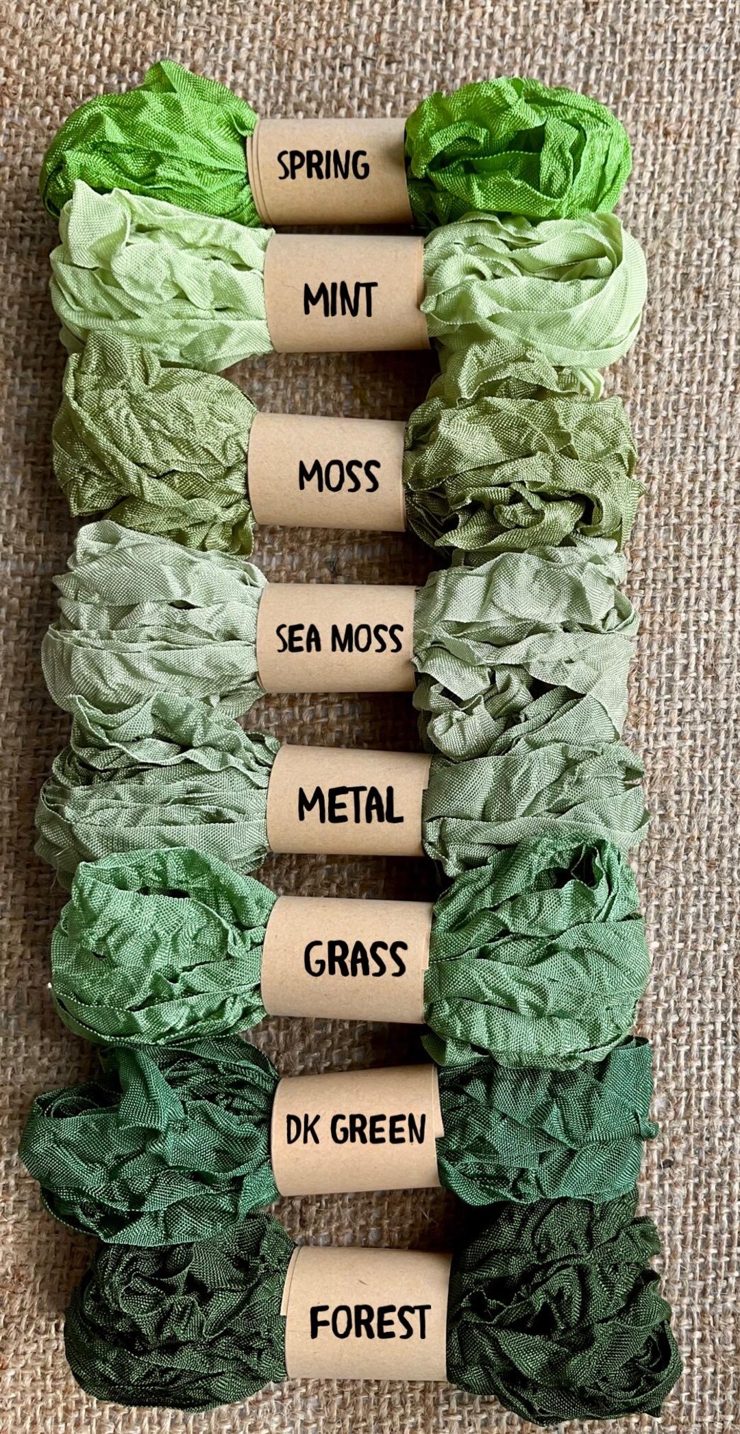 ASST GREEN Rayon Crinkle Ribbon Binding - Shades of GREEN - 5 Yards ...