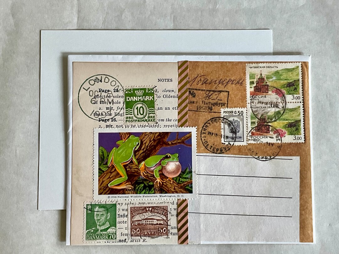 Vintage Ephemera Med Note Card Frogs - Etsy