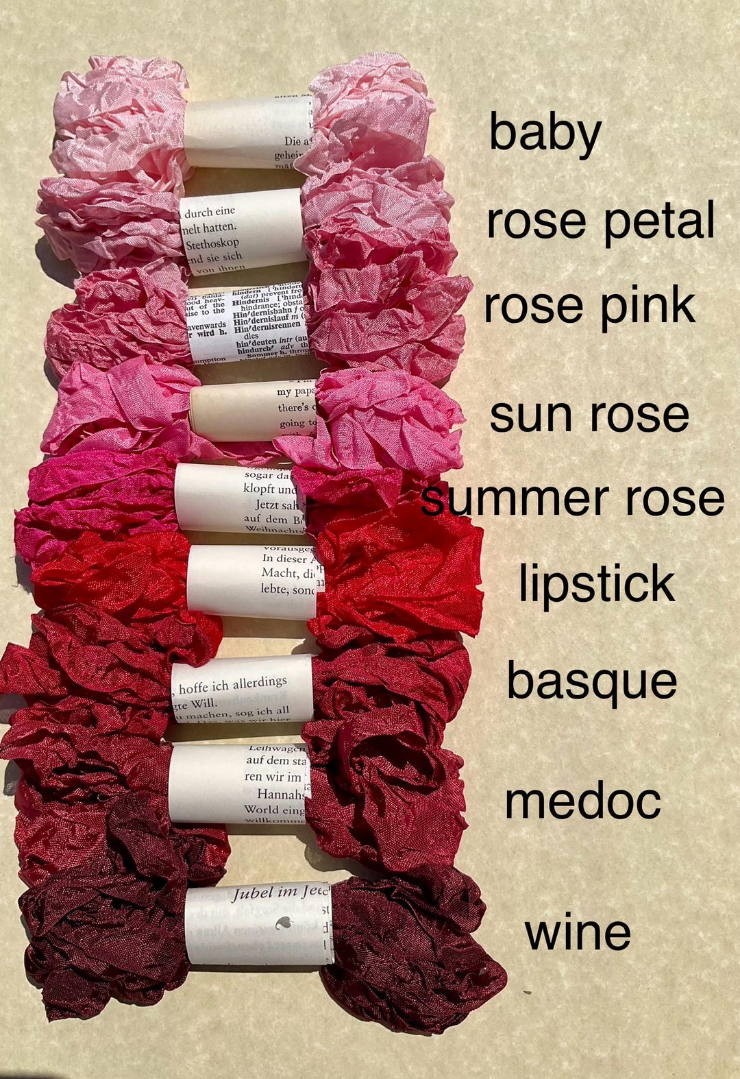 Asst Pinks - Rayon Crinkle Ribbon Binding - 5 Yards Each Individually ...