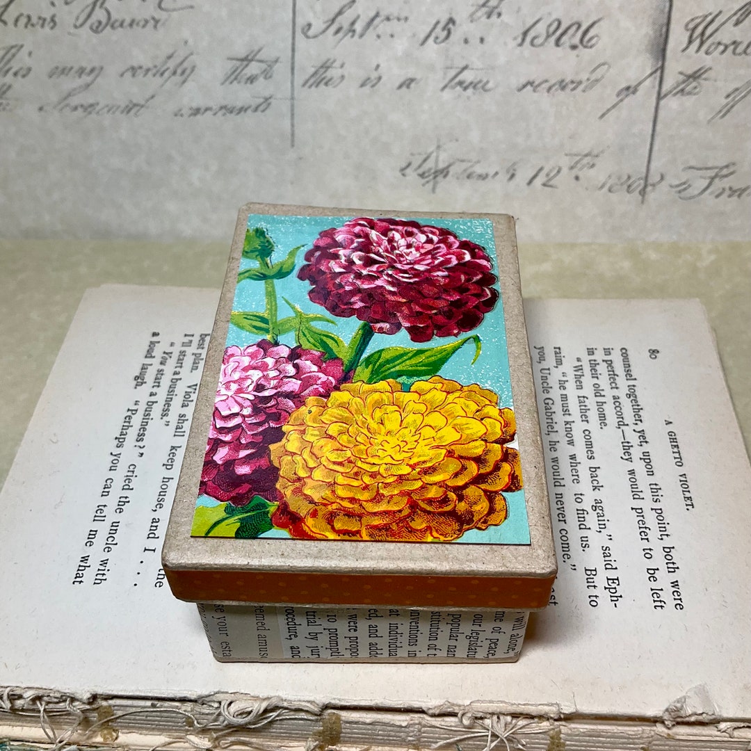 Vintage Seed Packet Label Ephemera Paper Mache Rectangle Box With ...