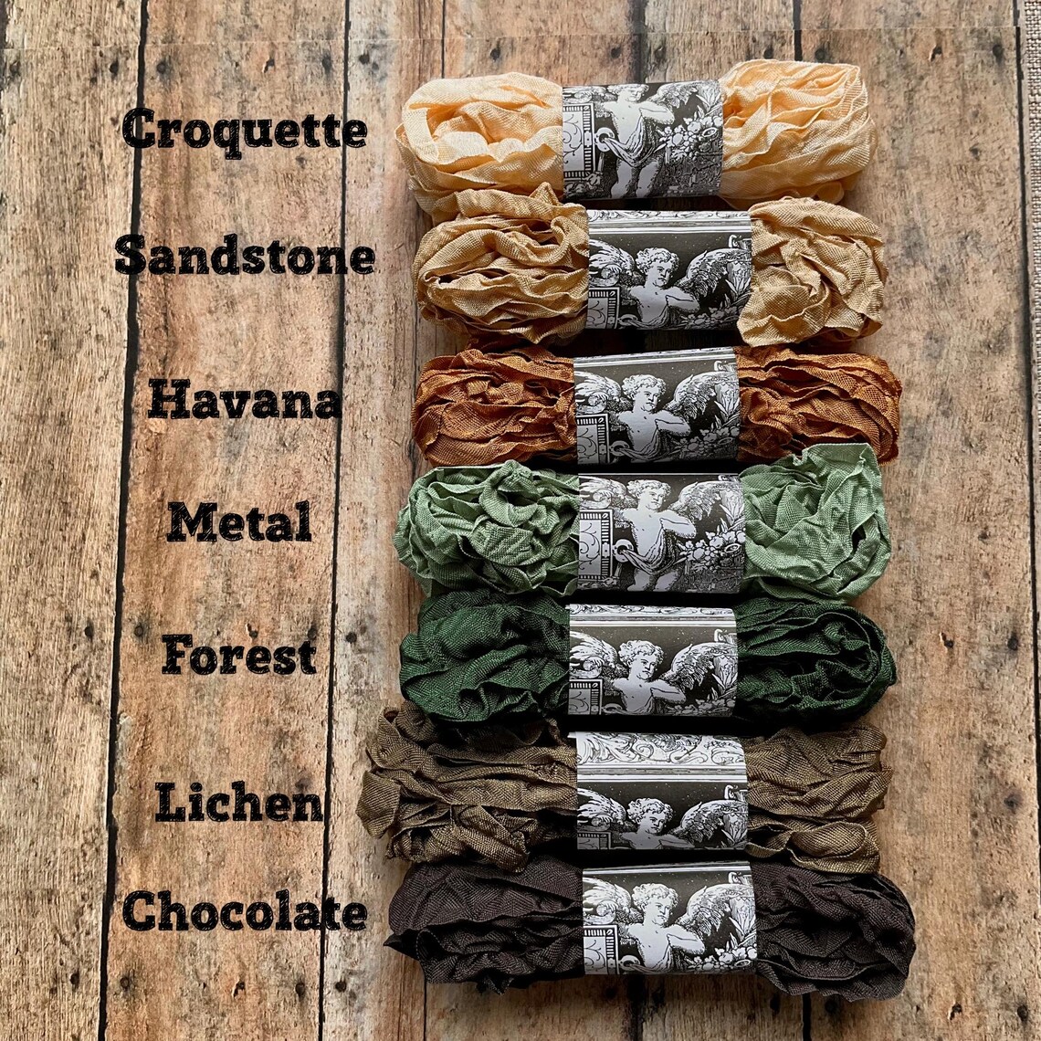 COLLECTION - FOREST Colors - Rayon Crinkle Ribbon Binding 5 Yards Each ...
