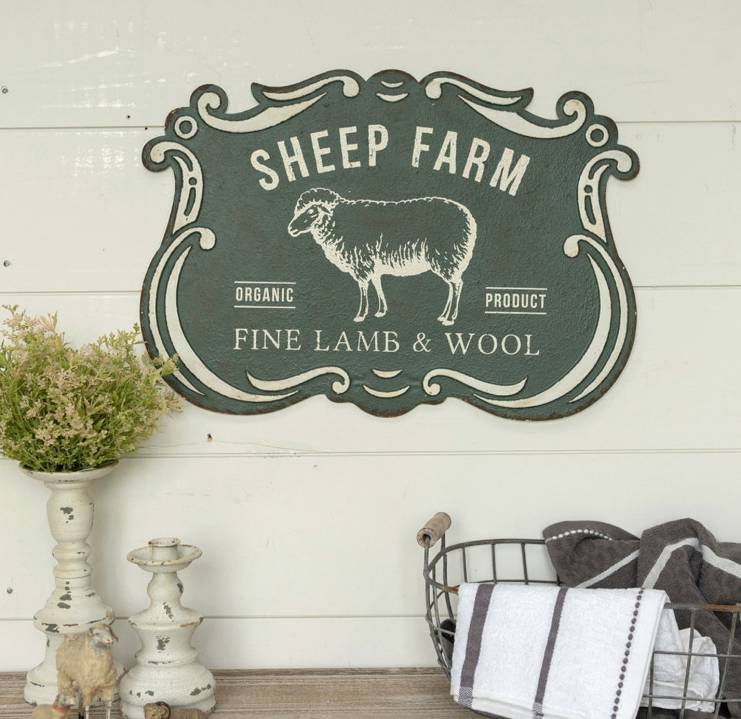 Metal Embossed Sheep Farm Sign - Etsy