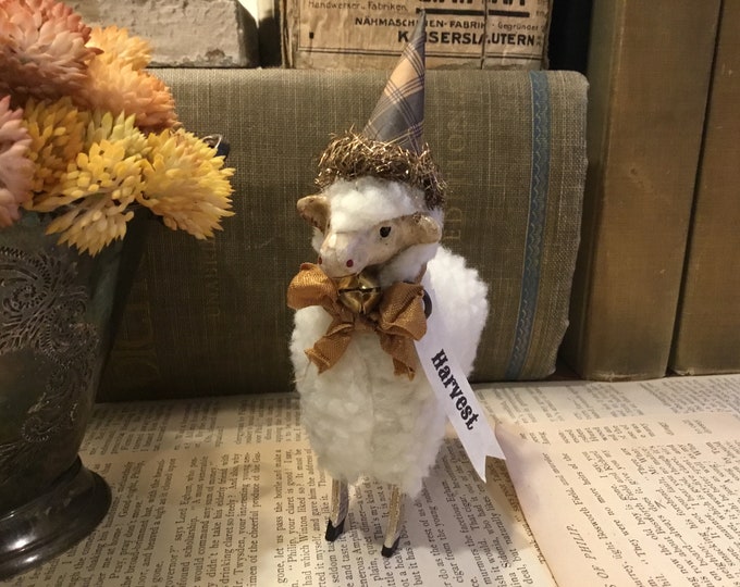 Medium German Style Putz Sheep With Hat W/tinsel harvest - Etsy