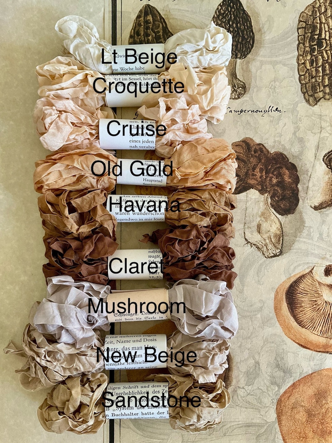 ASST NEUTRALS Rayon Crinkle Ribbon Binding Shades of NEUTRALS 5 Yards ...