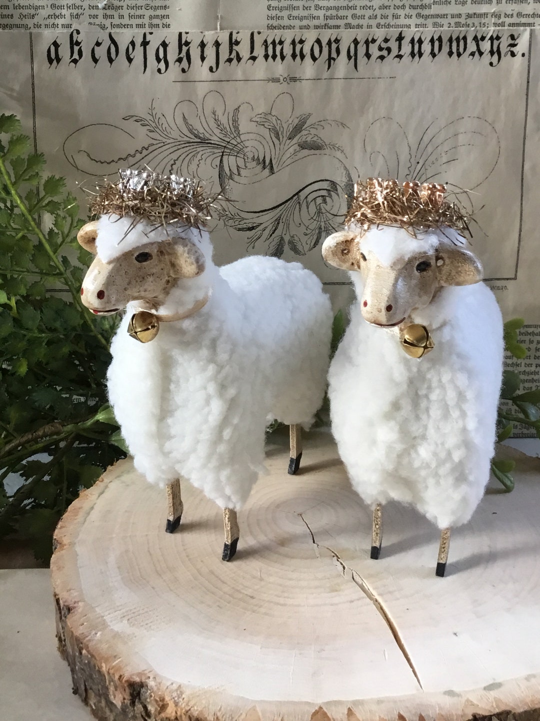 LARGE German Style Putz Sheep With XL Crown and 1940s Vintage - Etsy