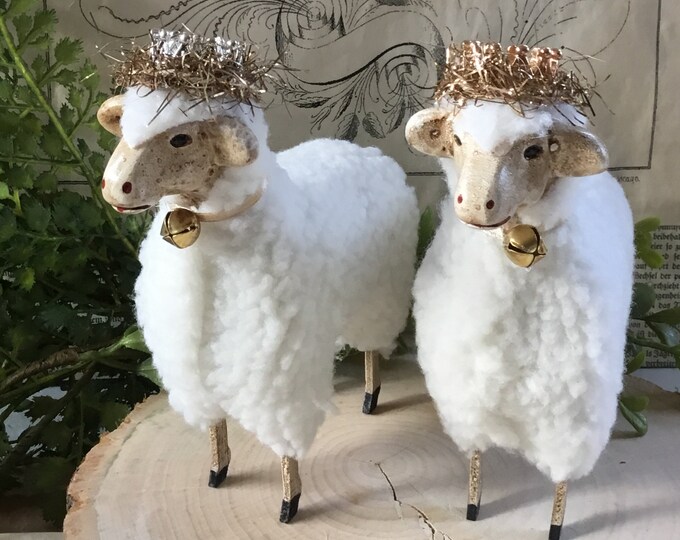 LARGE German Style Putz Sheep With XL Crown and 1940s Vintage Tinsel - Etsy