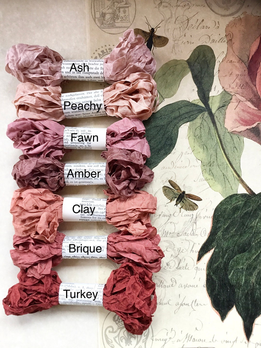 ASST CLAY Rayon Crinkle Ribbon Binding Shades of CLAY 5 Yards Each ...