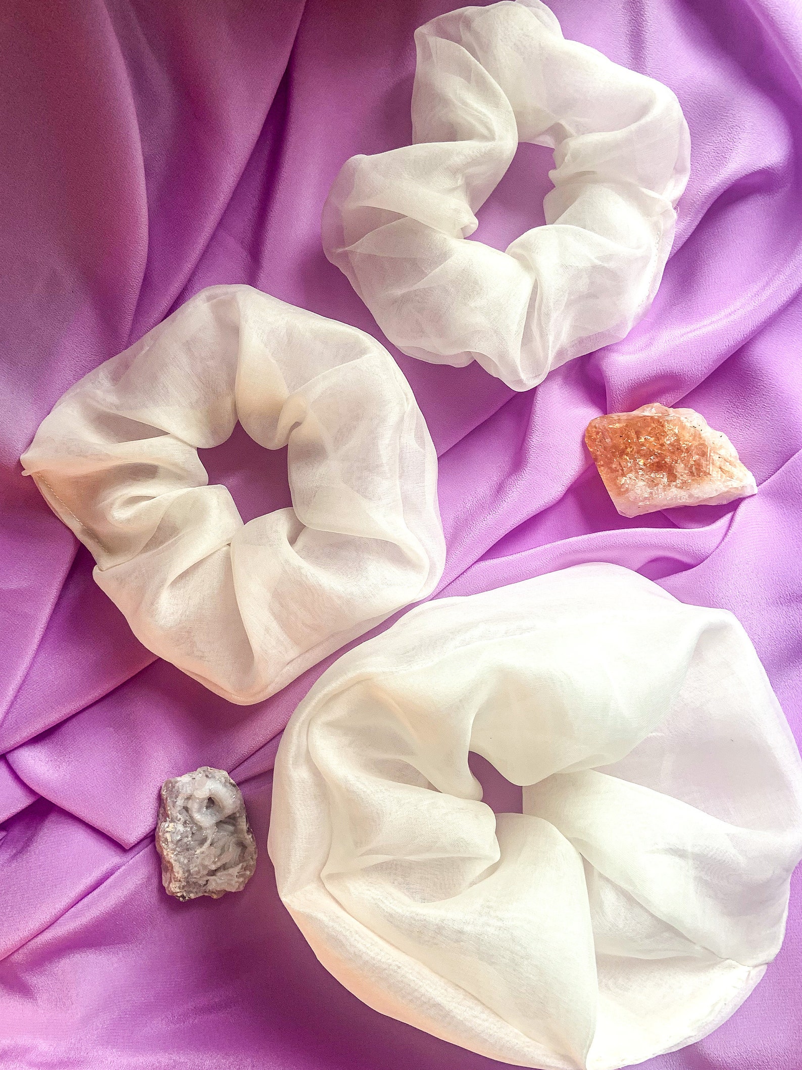 White Silk Organza Scrunchies - Etsy