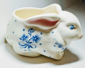 Vintage Bunny Rabbit Pottery Planter/easter Decoration/collectable ...