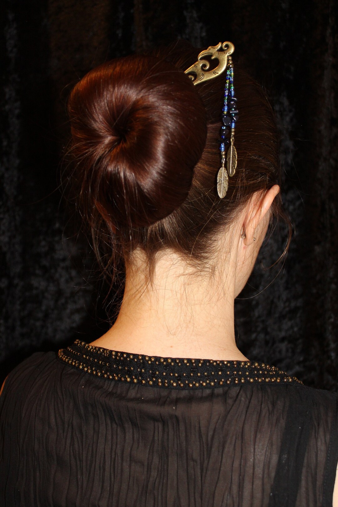 CHINESE HAIR PIN Dragon Hair Stick, Blue Sunstone Crystal, Hair Bun ...