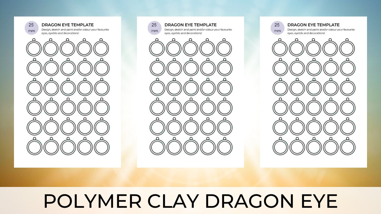 3 DRAGON EYE TEMPLATES 25 Mm - Polymer Clay Template and Diagram for ...