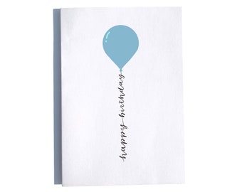 Blue Birthday Balloon Card - Etsy