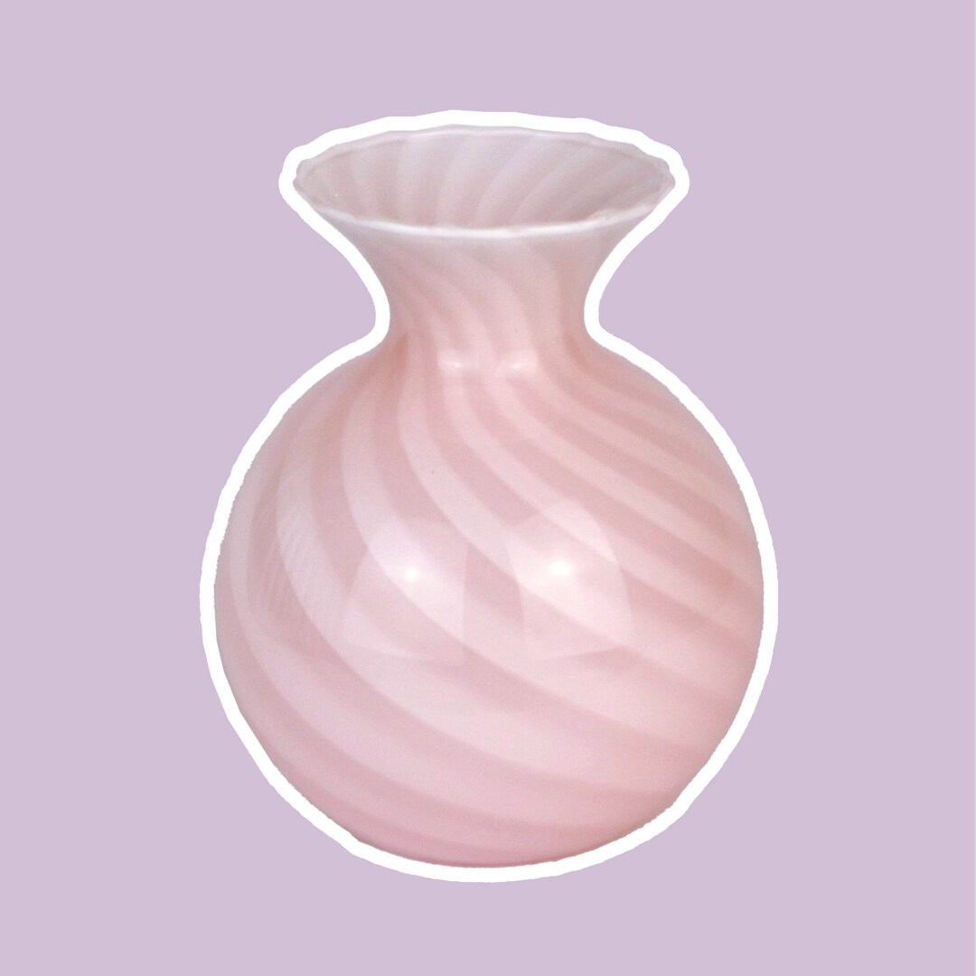 Vintage Murano Swirl Vase Pink Pink Glass Venice 1950 50s Mid Century ...